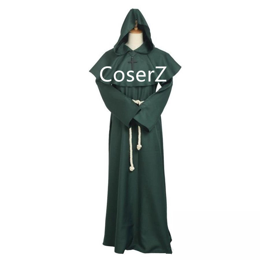 Medieval Friar Costume Vintage Renaissance Priest Monk Cowl Robes Cosp ...