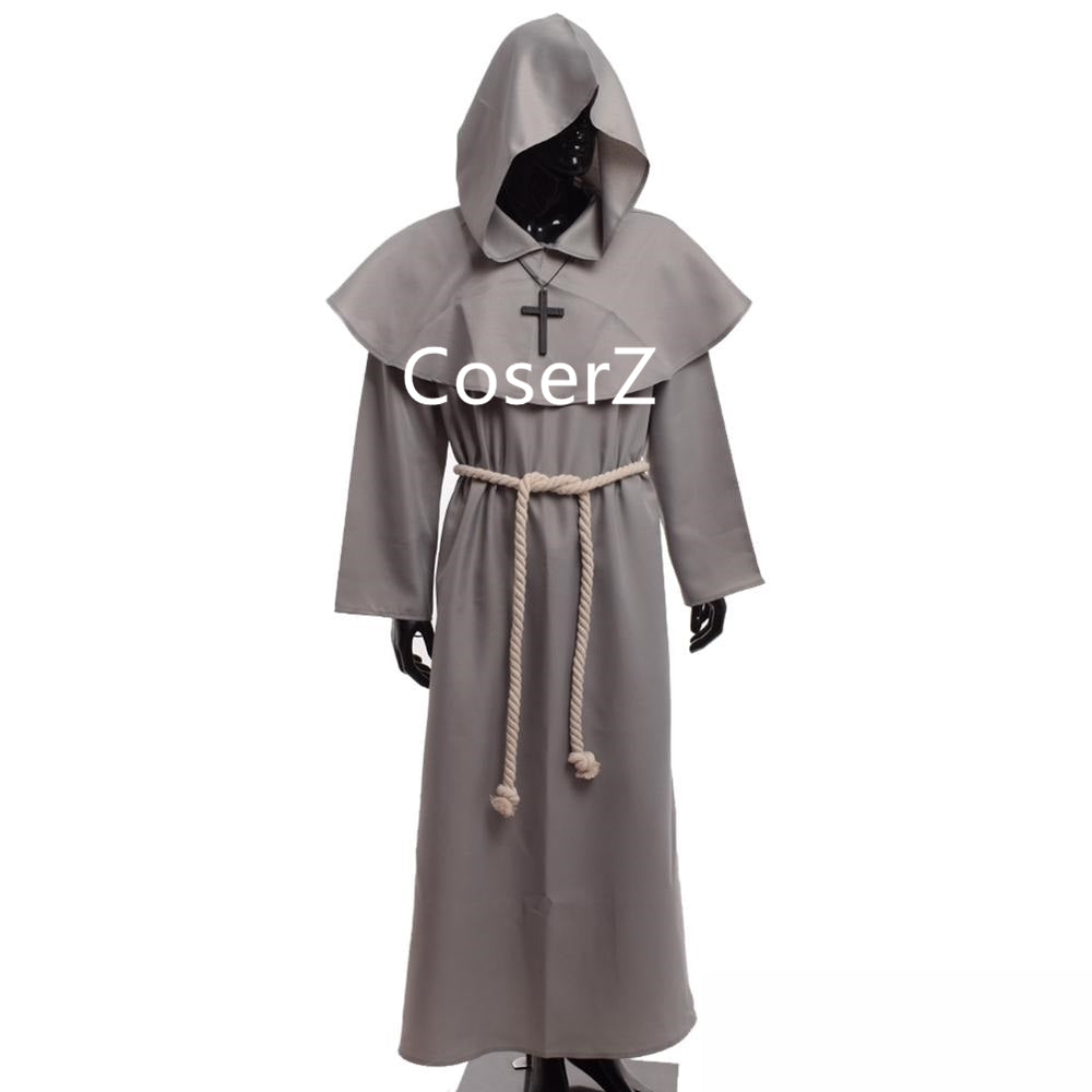 Medieval Friar Costume Vintage Renaissance Priest Monk Cowl Robes Cosp ...