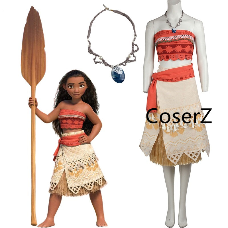 Moana Cosplay Costume, Princess Moana Costume with Necklace, Custom Mo ...