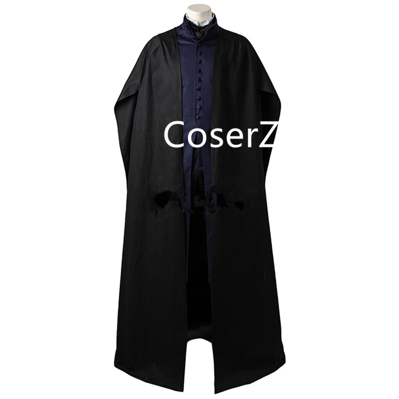Custom Professor Severus Snape Cosplay Costume Cloak Black Robe Adult ...