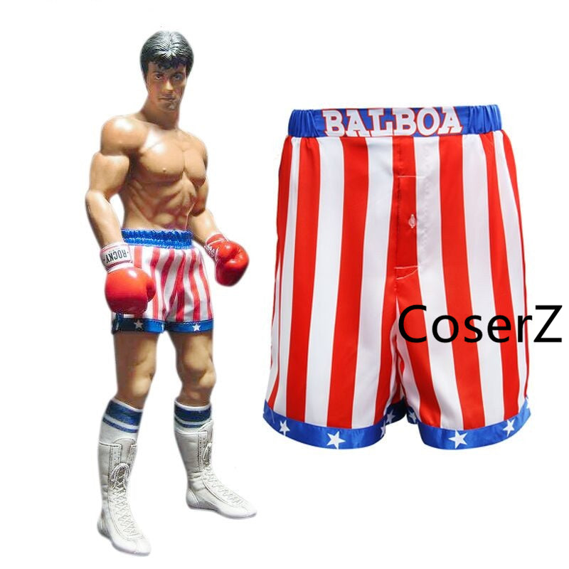 Rocky Balboa Apollo Movie Boxing American Flag Cosplay Shorts Robe Box ...