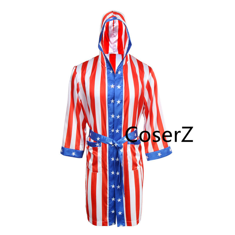Rocky Balboa Apollo Movie Boxing American Flag Cosplay Shorts Robe Box ...