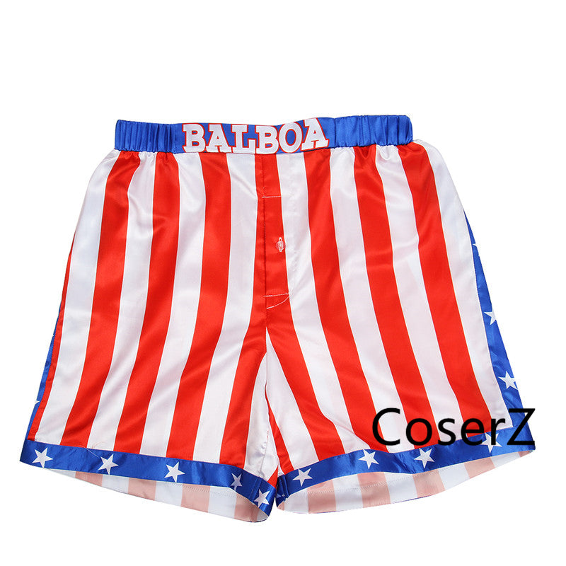 Rocky Balboa Apollo Movie Boxing American Flag Cosplay Shorts Robe Box ...